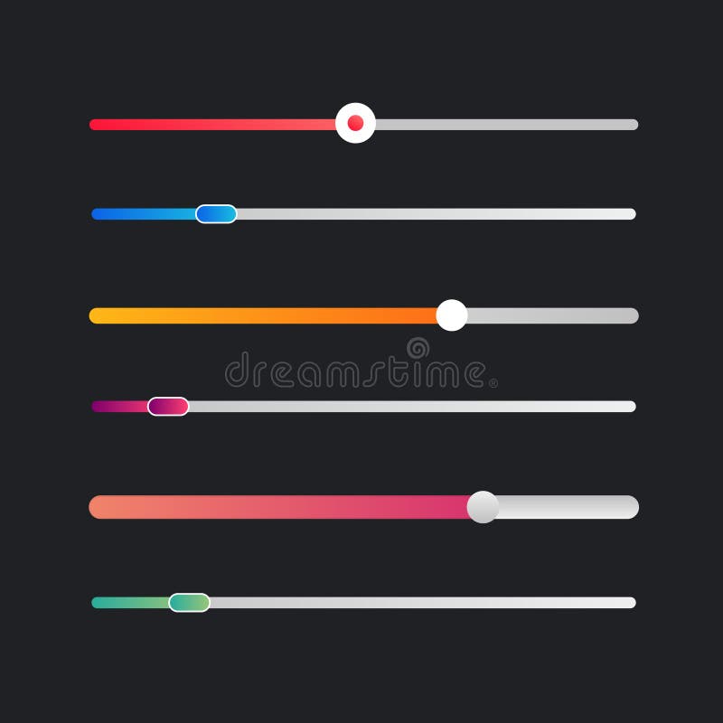 Gradient Colored Sliders Pack Vector Illustration. Stock Vector ...