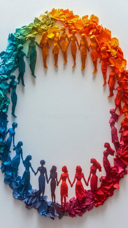 Gradient-Colored Women in a Circle of Empowerment Stock Image - Image ...