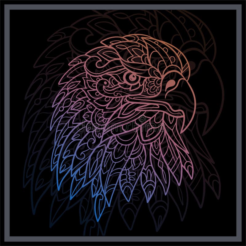 Gradient Colorful Eagle Head Mandala Arts Stock Vector - Illustration ...