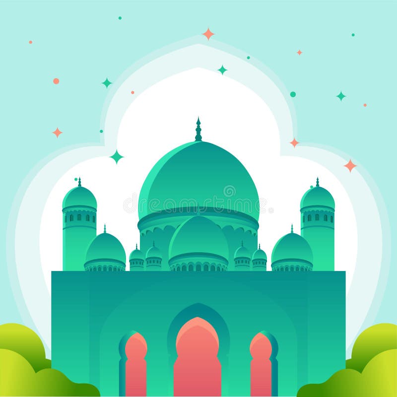 Gradient Islamic Banner with Mosque Design Free Vector Stock Vector ...
