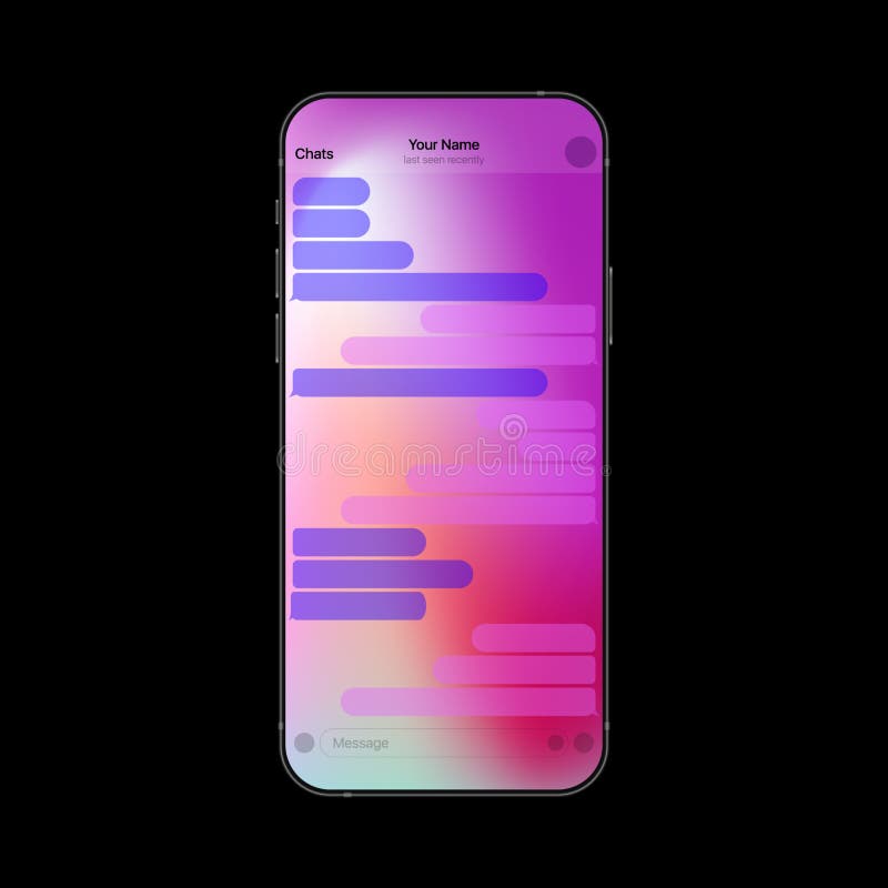 Gradient Colorful Messenger Interface on Smartphone. Mobile Texting App ...
