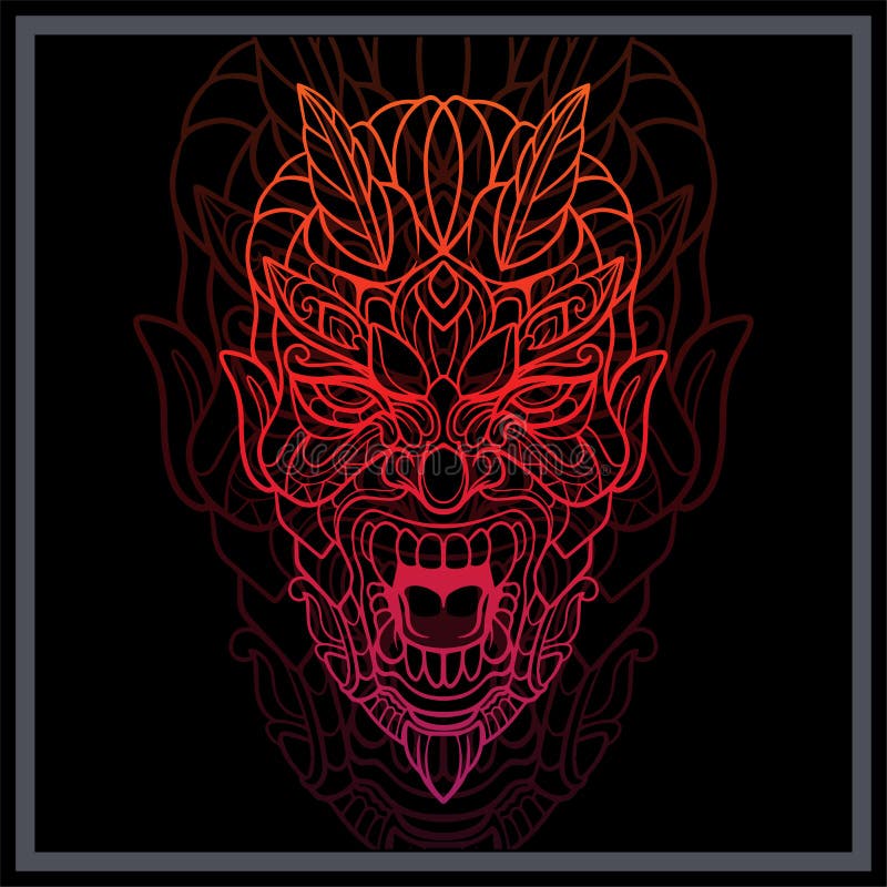 Gradient Colorful Red Devil Mandala Arts Stock Vector - Illustration of ...