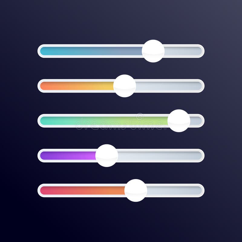 Gradient Colorful Sliders Set Vector Illustration. Stock Vector ...