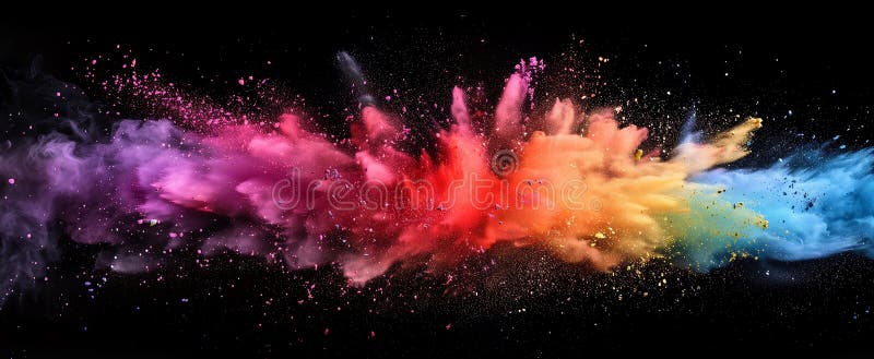 Gradient of Coloured Powder in Rainbow Colours Exploding on a Black ...