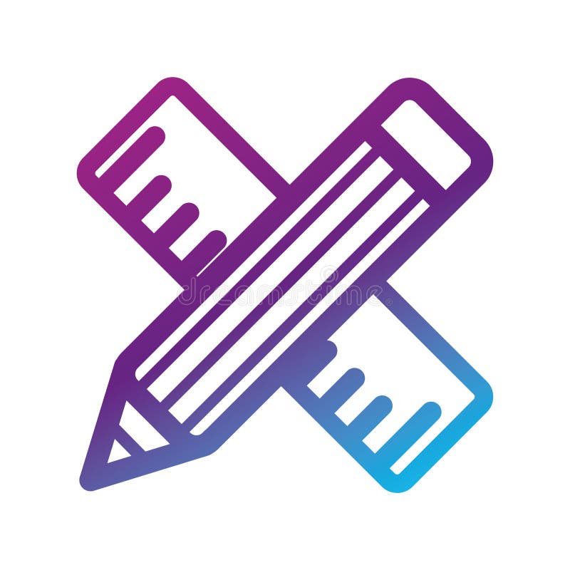 Gradient Crossed Pencil and Ruler Icon in Purple Vector Stock Vector ...