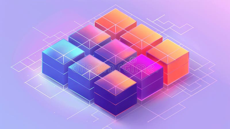 Gradient Cubes Arranged in Geometric Pattern 3d Rendering Image, Ai ...
