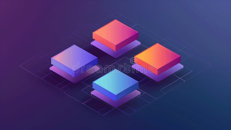 Gradient Cubes with Digital Grid Lines 3d Rendering Image, Ai Generated ...