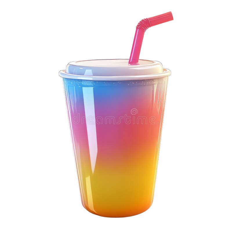 Gradient Cup with a Straw, 3D Render Illustration Stock Illustration ...