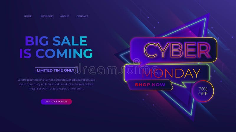 Gradient Cyber Monday Landing Page Design Vector Stock Vector ...