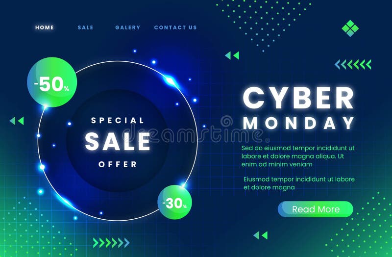 Gradient Cyber Monday Landing Page Design Vector Stock Vector ...