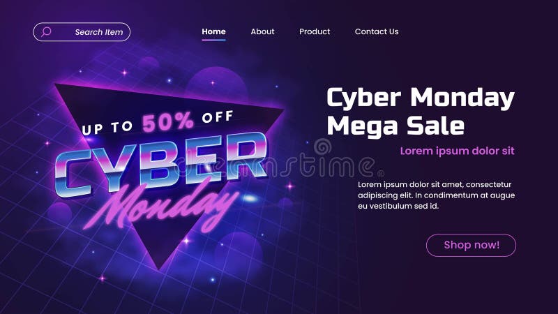 Gradient Cyber Monday Landing Page Design Vector Stock Vector ...