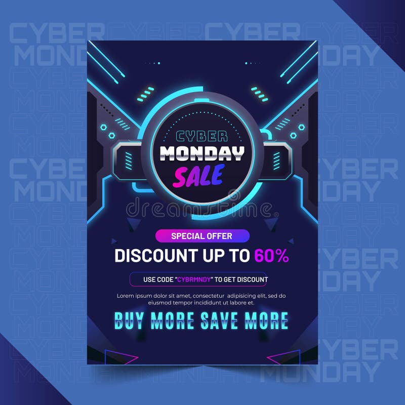 Gradient Cyber Monday Poster Template Design Vector Stock Vector ...