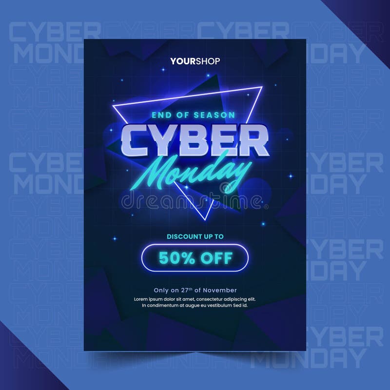 Gradient Cyber Monday Poster Template Design Vector Stock Vector ...