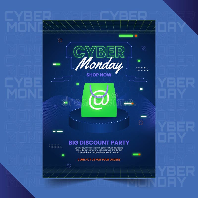 Gradient Cyber Monday Poster Template Design Vector Stock Vector ...