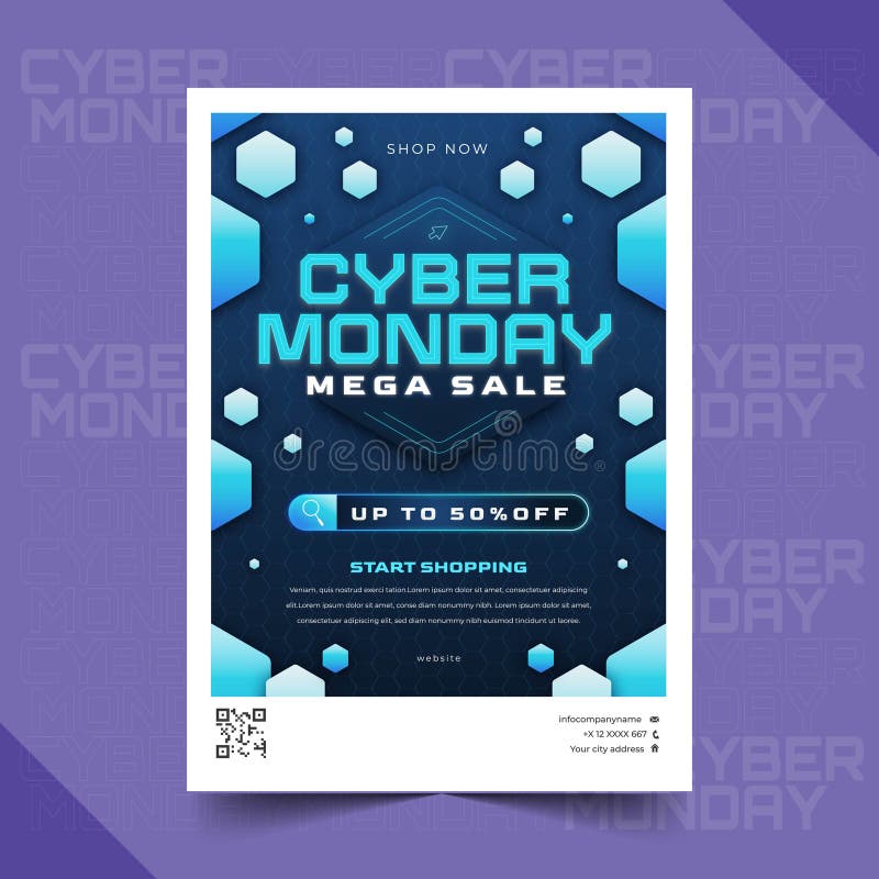 Gradient Cyber Monday Vertical Poster Template Vector Design ...