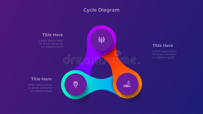 Gradient Cycle Diagram with 3 Steps. Three Part Circular Infographic ...