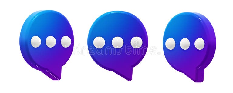 Gradient 3D Speech Bubble Round Chat Icon Blue To Purple Chat Balloon ...