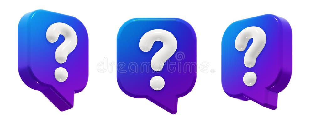 Gradient 3D Speech Bubble Square Question Mark Icon Blue To Purple Chat ...