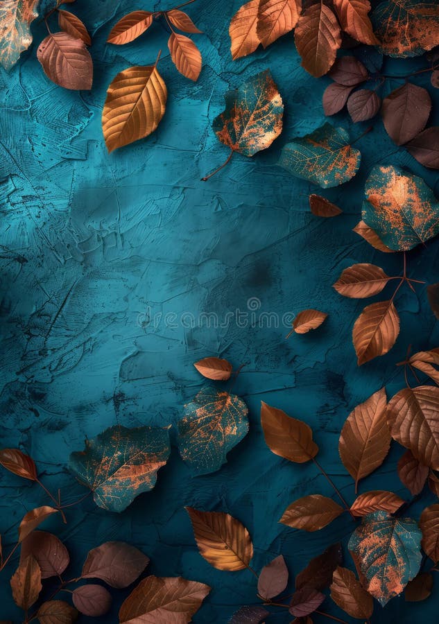 Gradient Deep Teal Copper Symbolizing Contrast Autumn Leaves Stock ...