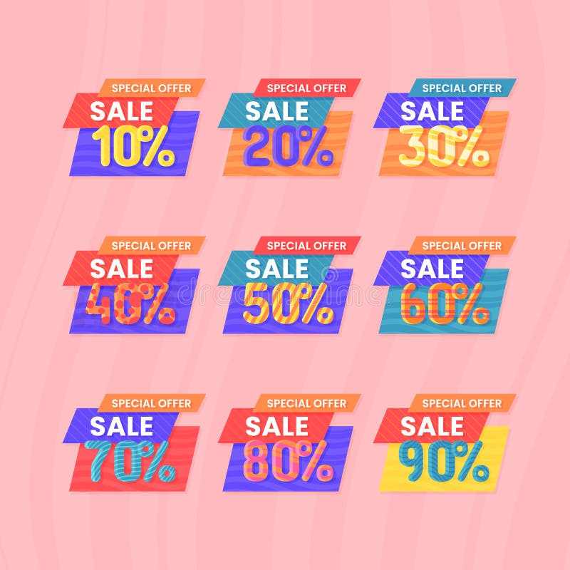 Gradient Discount Numbers Set Vector Illustration Stock Vector ...