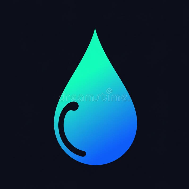 Gradient Droplet Icon Featuring a Smooth Transition from Blue at the Bottom To Green at Stock ...