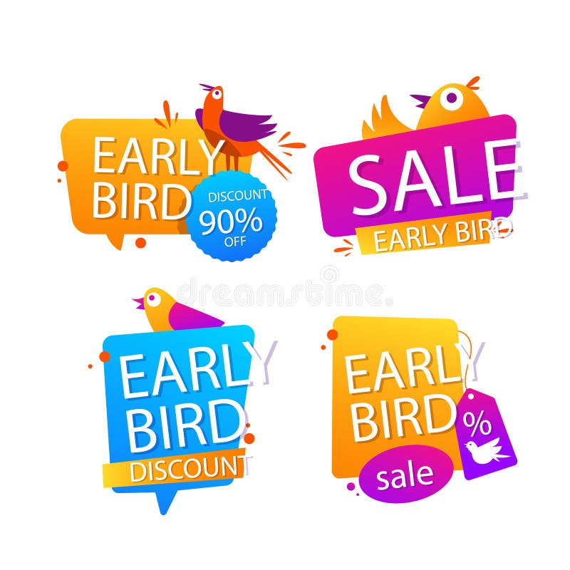Gradient Early Bird Label Set Vector Illustration Stock Vector ...