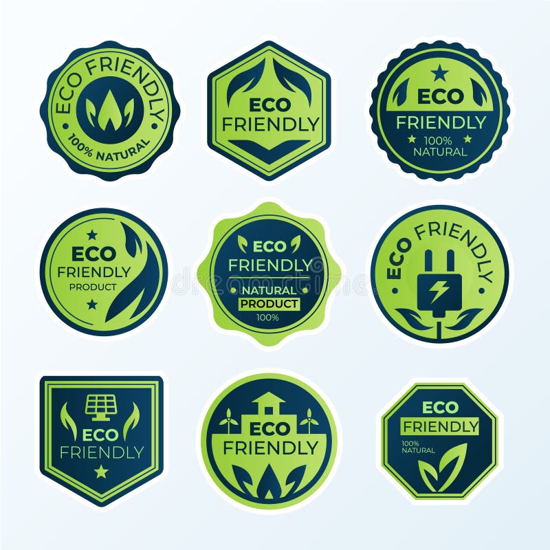 Gradient Eco Friendly Label Set Vector Illustration. Stock Vector ...
