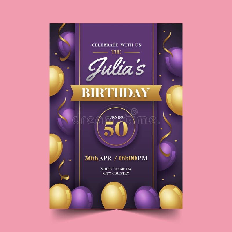 Gradient Elegant Balloons Birthday Invitation Vector Design Stock ...