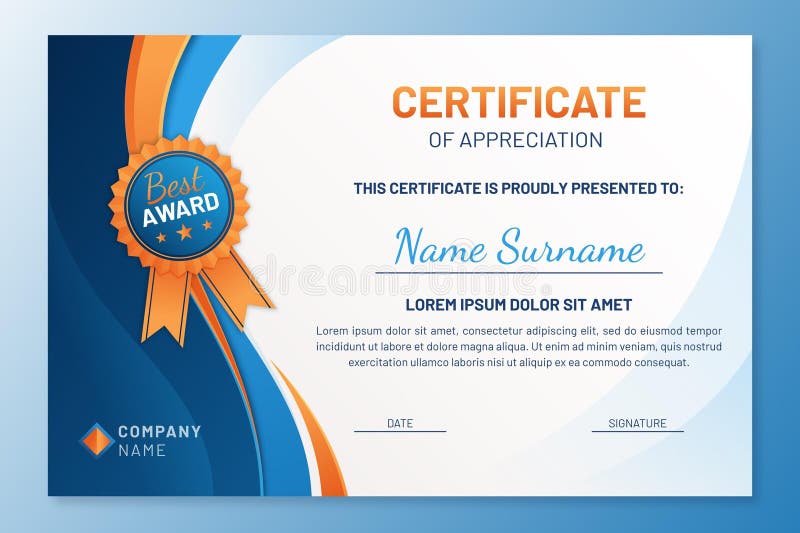 Gradient Elegant Certificate Template Stock Illustration - Illustration ...