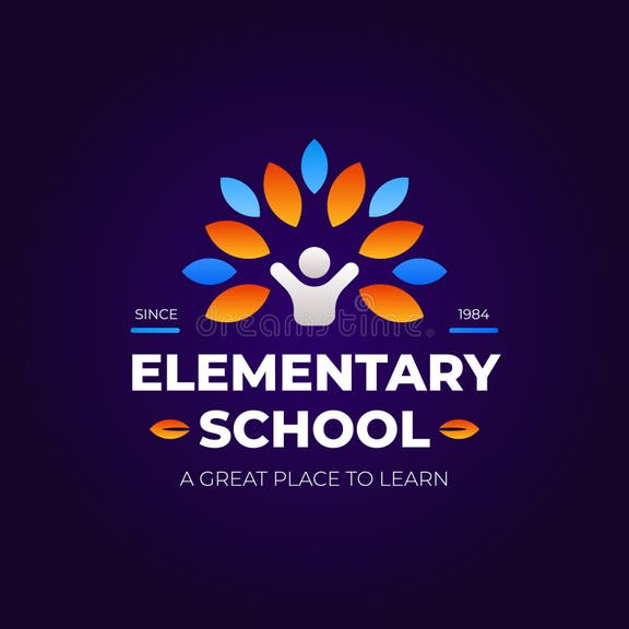 Gradient Elementary School Logo Design Vector Illustration Stock Vector ...