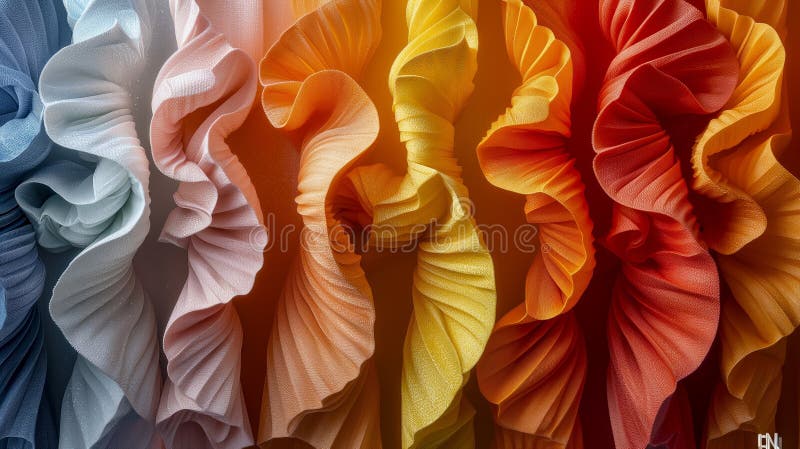 Gradient of Fabric Folds Transitioning from Cool Blues Warm Reds ...
