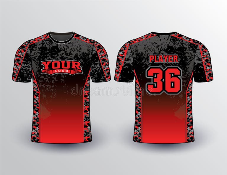 Gradient Filled Black and Red Shirt with Camo Pattern Stock Vector ...