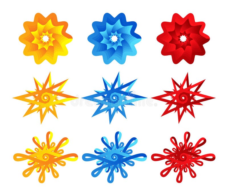 Gradient Filled Shaded Design Element, Geometric Shape Set Stock Vector ...