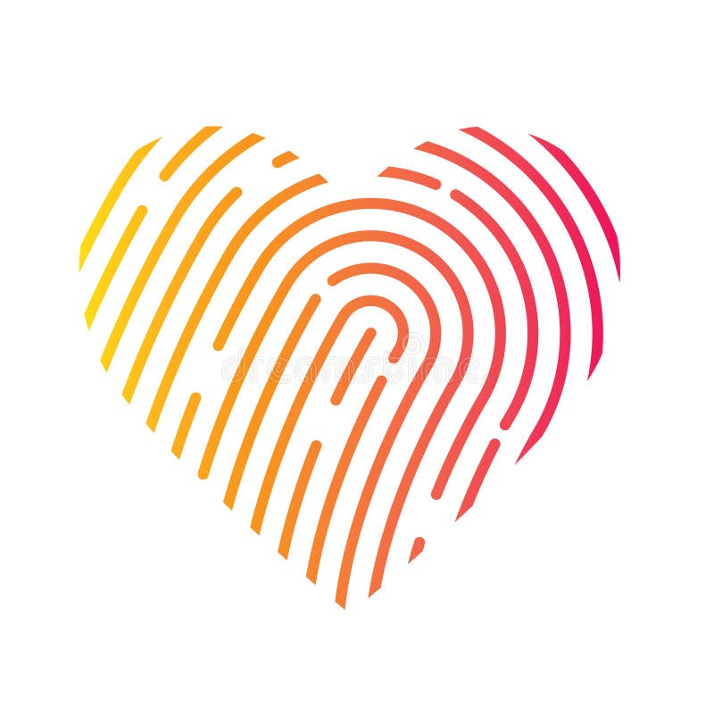 Gradient Fingerprint Heart Icon Stock Vector - Illustration of gradient ...
