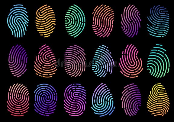 Gradient Fingerprints. Colors Digital Identification. Biometric ...