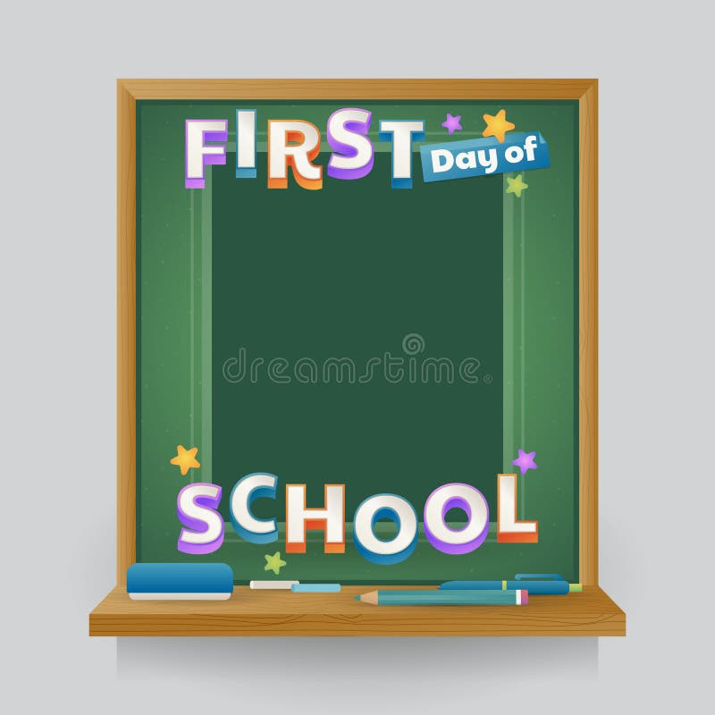 Gradient First Day of School Frame Design Vector Illustration Stock ...