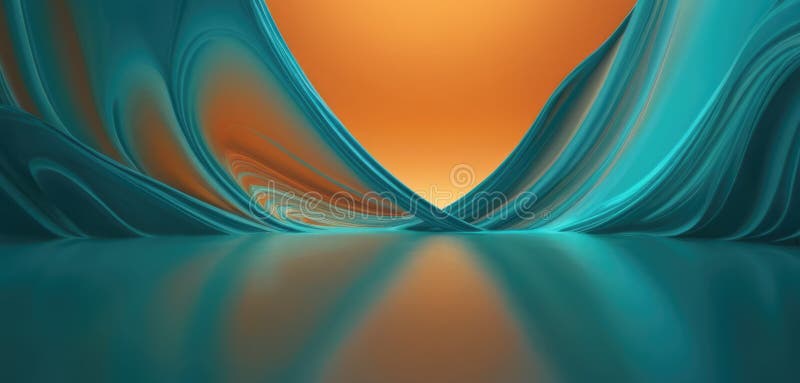 Gradient Flow Orange and Dark Green. Volumetric Gradient Shapes Stock ...