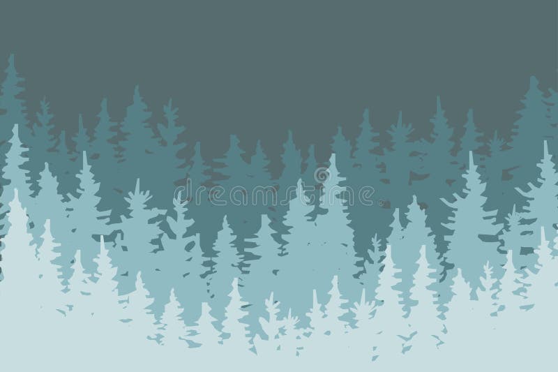 Gradient Forest Layers. Evergreen Tree Silhouettes. Blue Nature ...