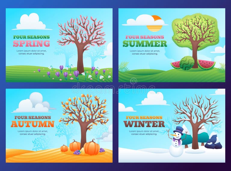 Gradient Four Seasons Background Template Set Stock Photo - Image of ...
