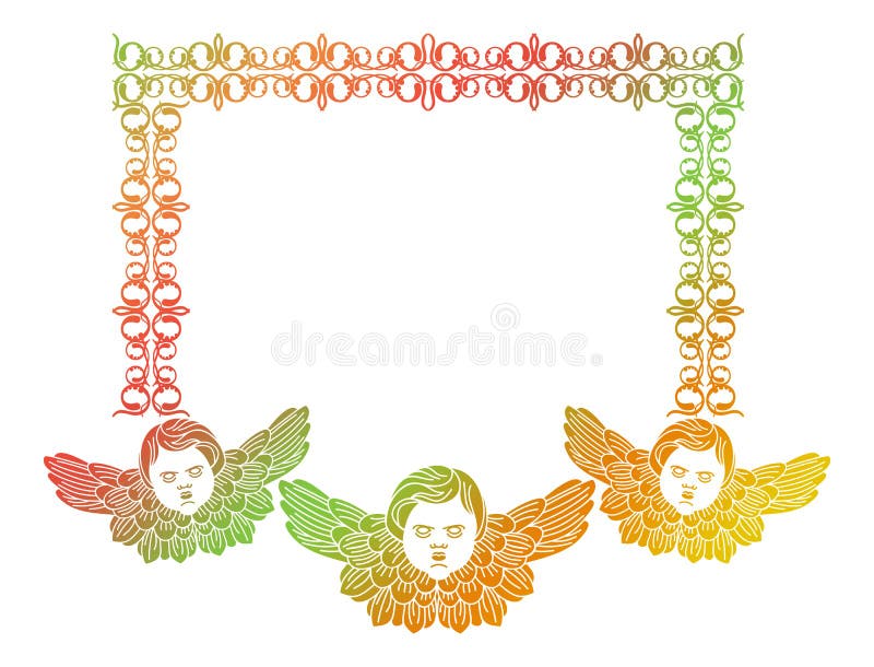 Gradient Frame with Angel in Vintage Style. Custom Element for D Stock ...
