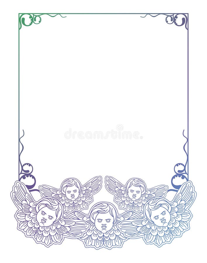 Gradient Frame with Angel in Vintage Style. Custom Element for D Stock ...
