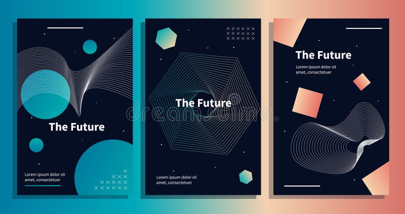 Gradient Futuristic Covers Vector Set Stock Vector - Illustration of ...