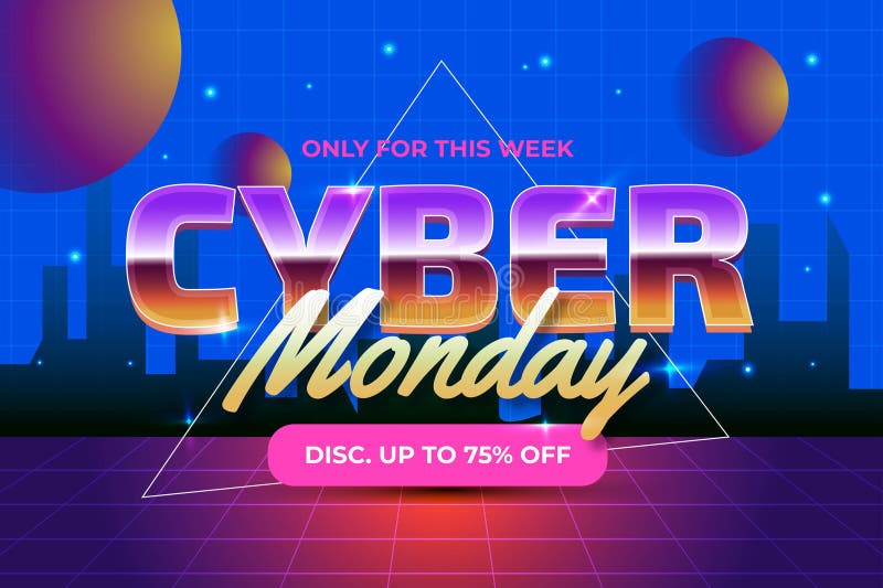 Gradient Futuristic Cyber Monday Background Vector Design Illustration ...