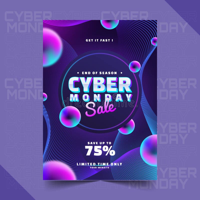Gradient Futuristic Cyber Monday Vertical Poster Template Vector Design ...