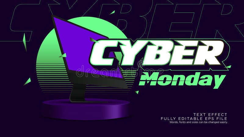Gradient Futuristic Retro Cyber Monday Text Effect Font Type Stock ...