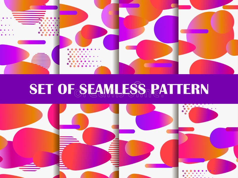 Gradient Geometric Shapes Seamless Patterns. Cover Design with Colorful ...