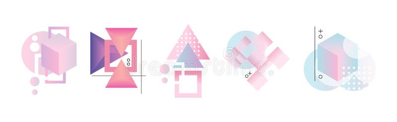 Gradient Geometry Shape and Forms for Abstract Poster Design Vector Set Stock Illustration ...
