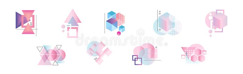 Gradient Geometry Shape and Forms for Abstract Poster Design Vector Set ...