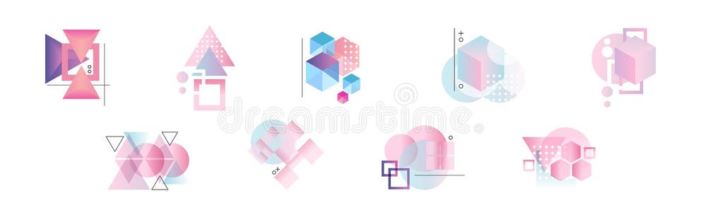 Gradient Geometry Shape and Forms for Abstract Poster Design Vector Set ...