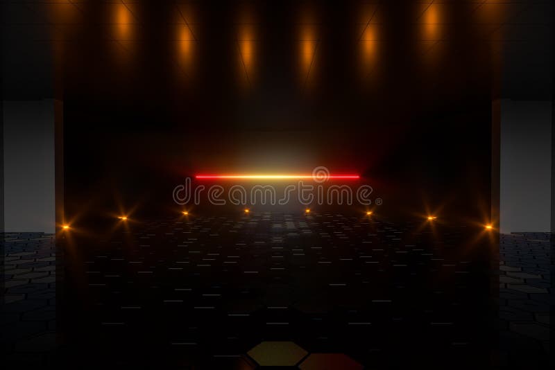 Gradient Glowing Lines with Dark Stage Background, 3d Rendering Stock ...